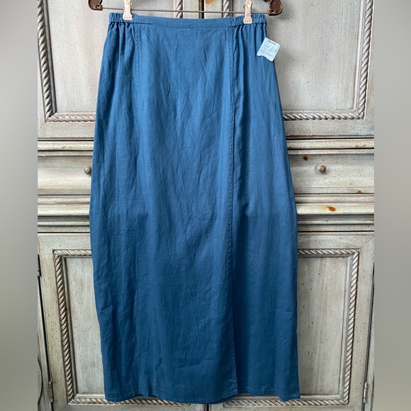 Bice | Skirts | Cadet Blue Long Linen Skirt | Poshmark